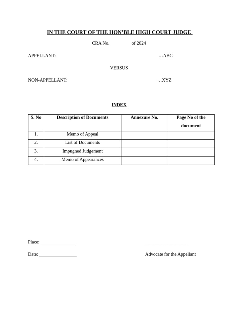 Draft of Criminal Appeal | PDF | Judgment (Law) | Acquittal