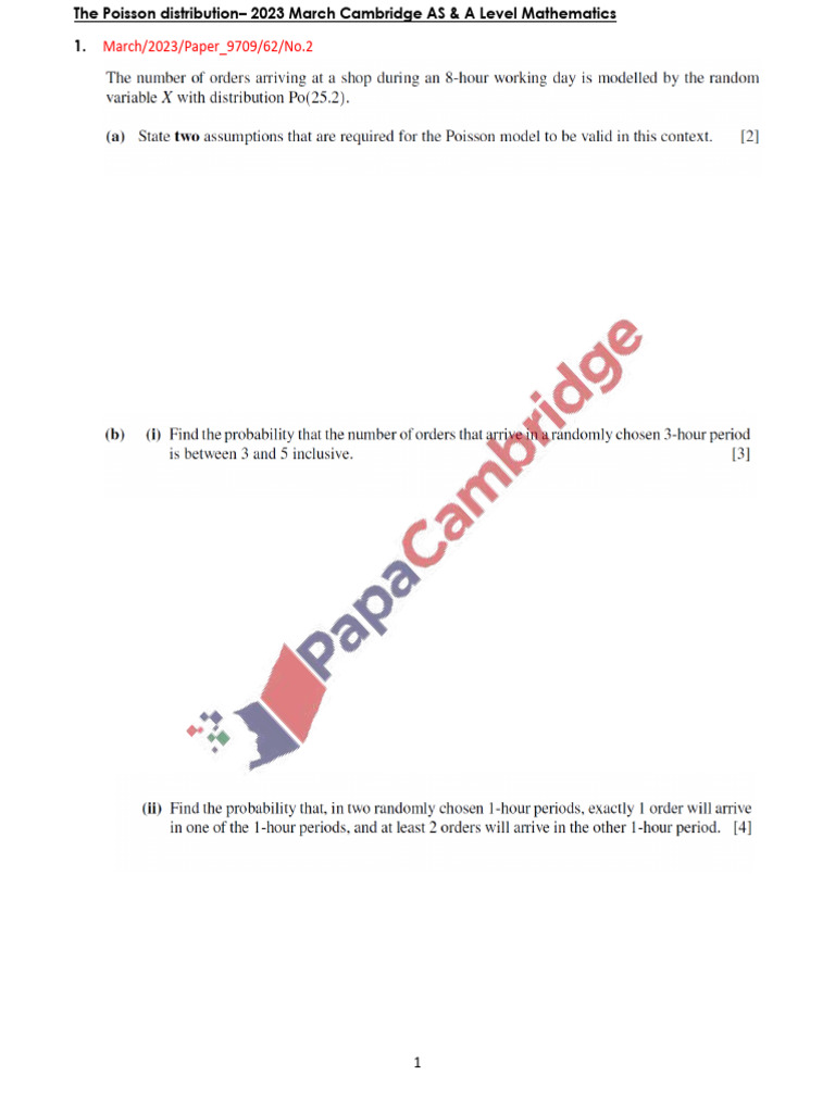 2023m The Poisson Distribution A2 Math 9709 | PDF