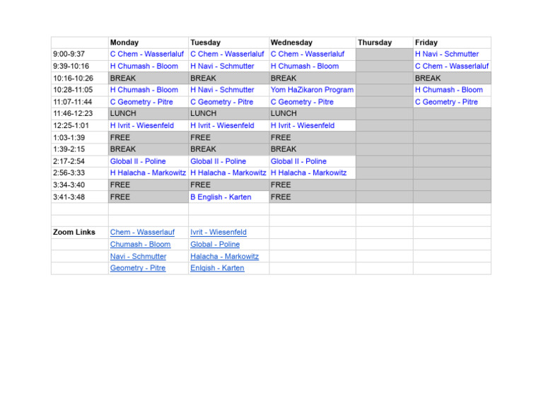Schedule Template | PDF
