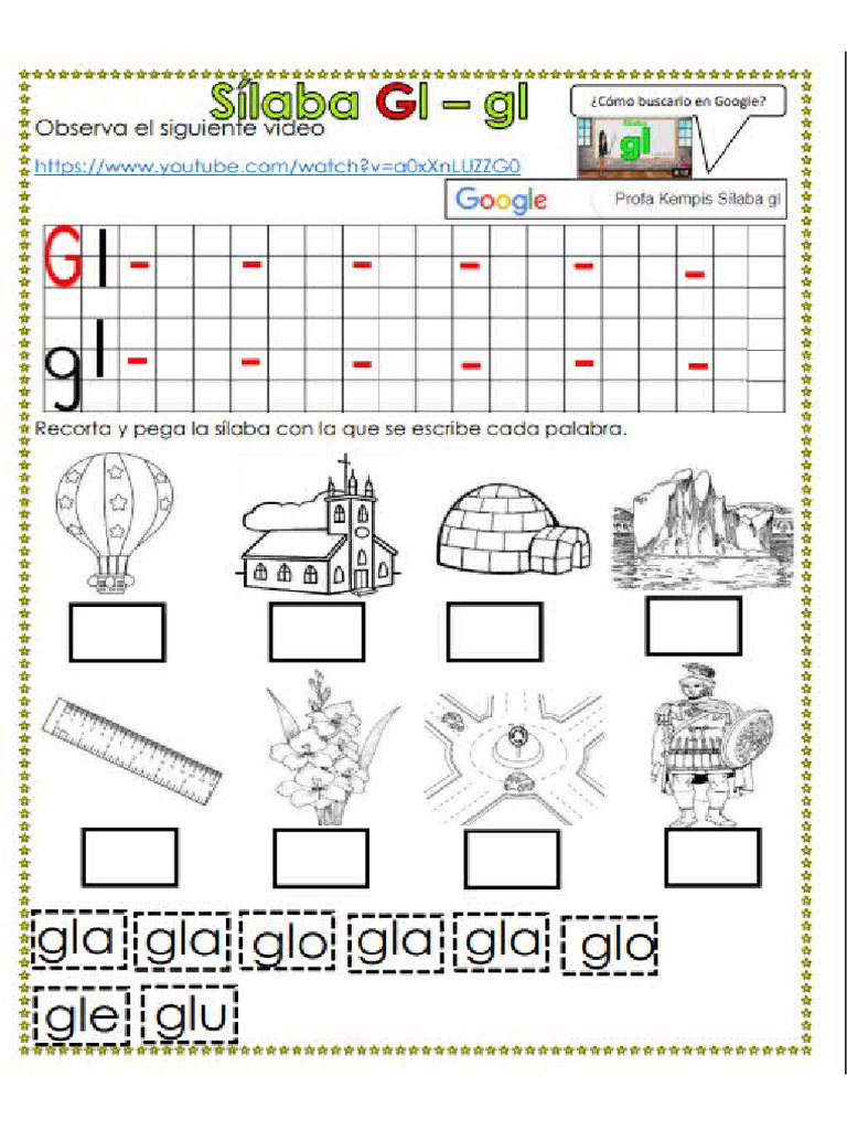 Fichas Silabas Trabadas GR y GL | PDF