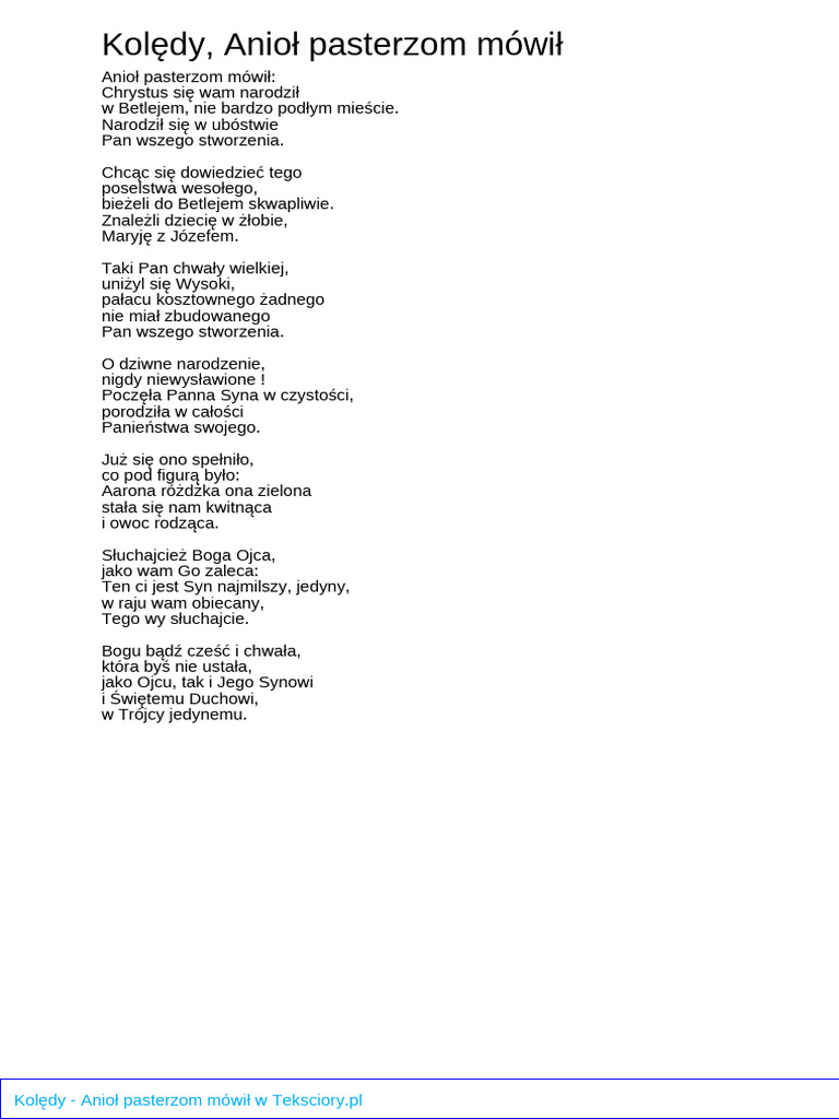 Koledy Aniol Pasterzom Mowil | PDF