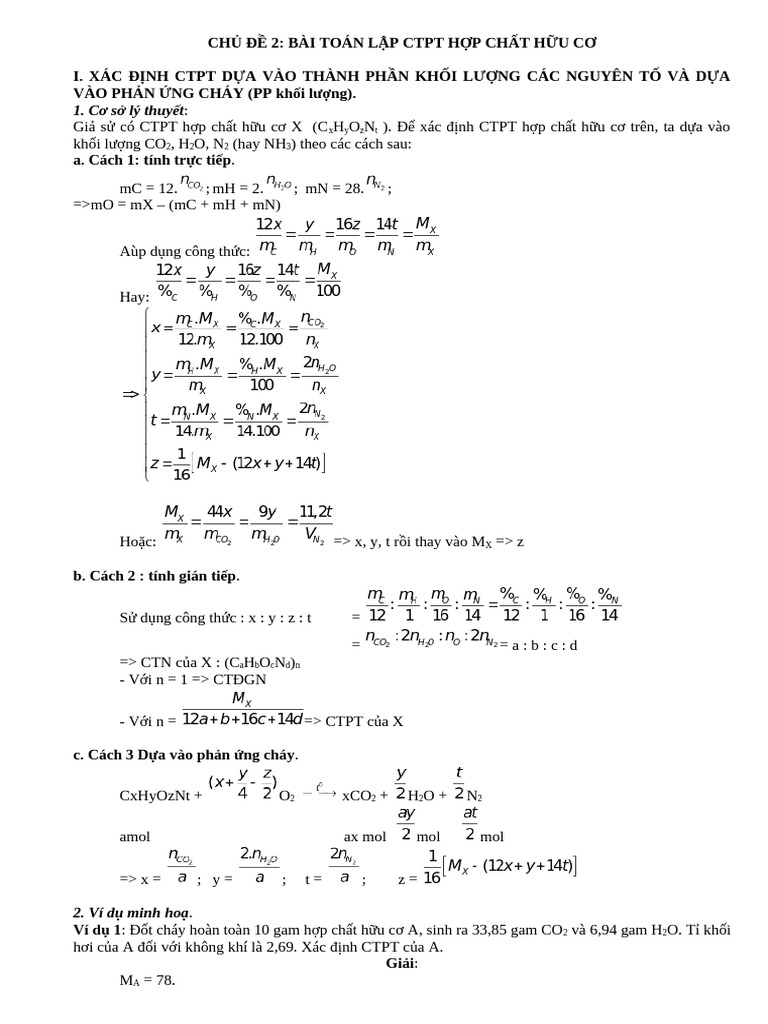 PHƯƠNG PHÁP XÁC ĐỊNH CTPT | PDF