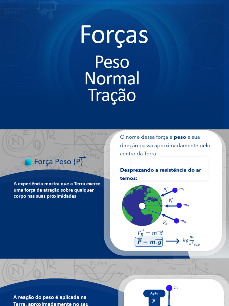 Forças: Peso e Tração em Sistemas | PDF | Força | Massa
