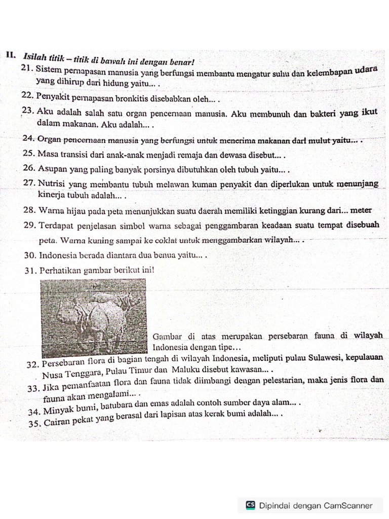 SOAL Isian STS IPAS Kelas 5 | PDF