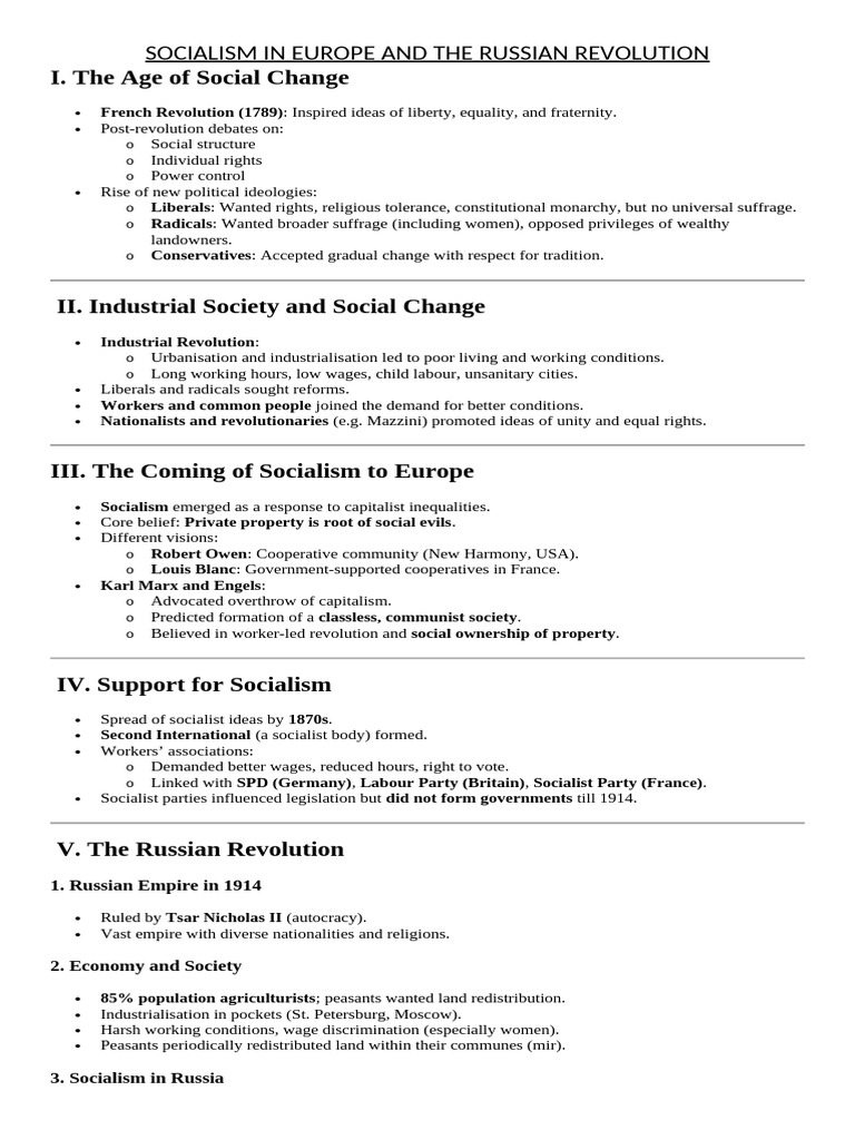 Socialism in Europe and The Russian Revolution | PDF | Socialism ...