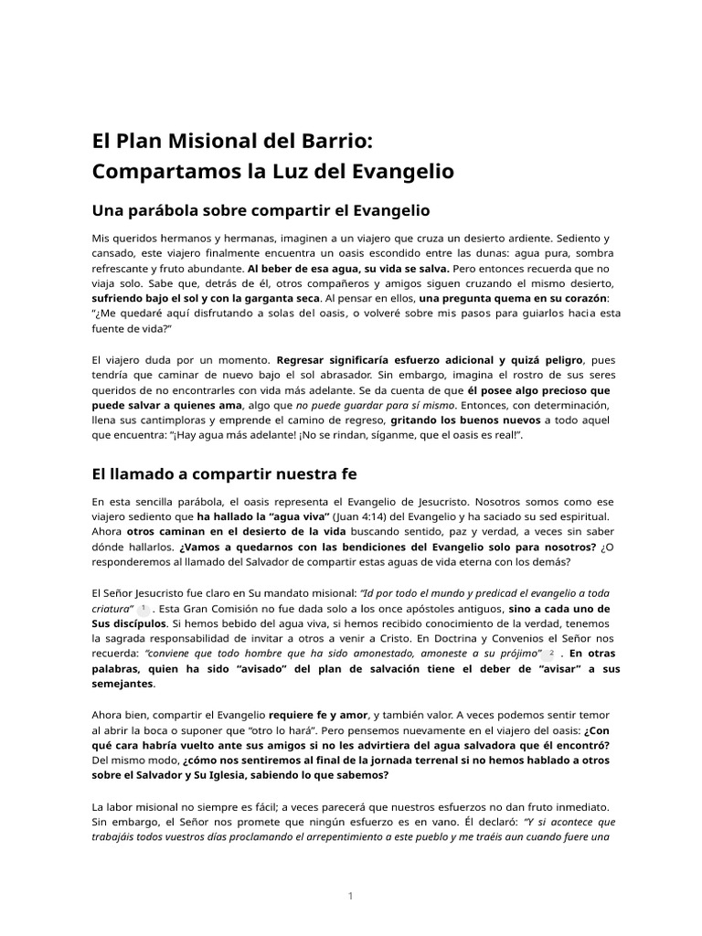 Discurso Presentación Plan Misional | PDF | Cristo (título) | Misionero