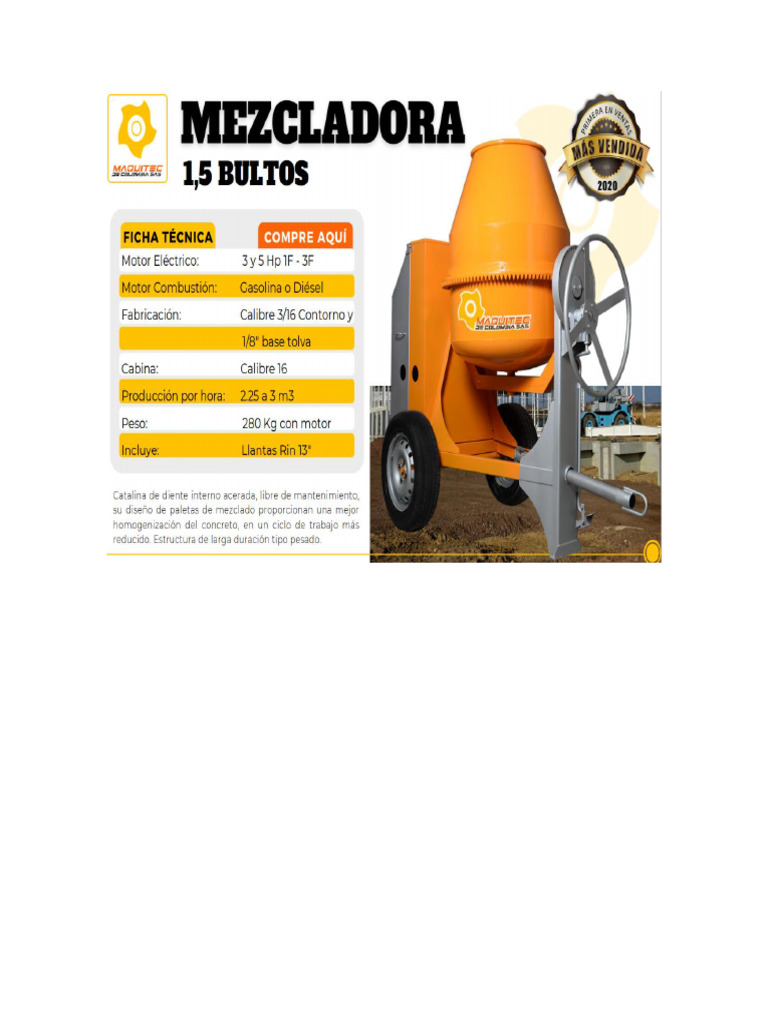 Ficha Tecnica Mezcladora | PDF