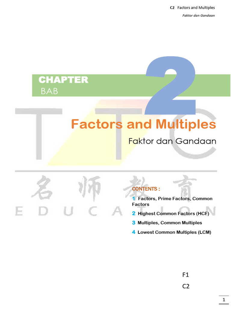 C2 Factors and Multiples | PDF | Factorization | Algebra
