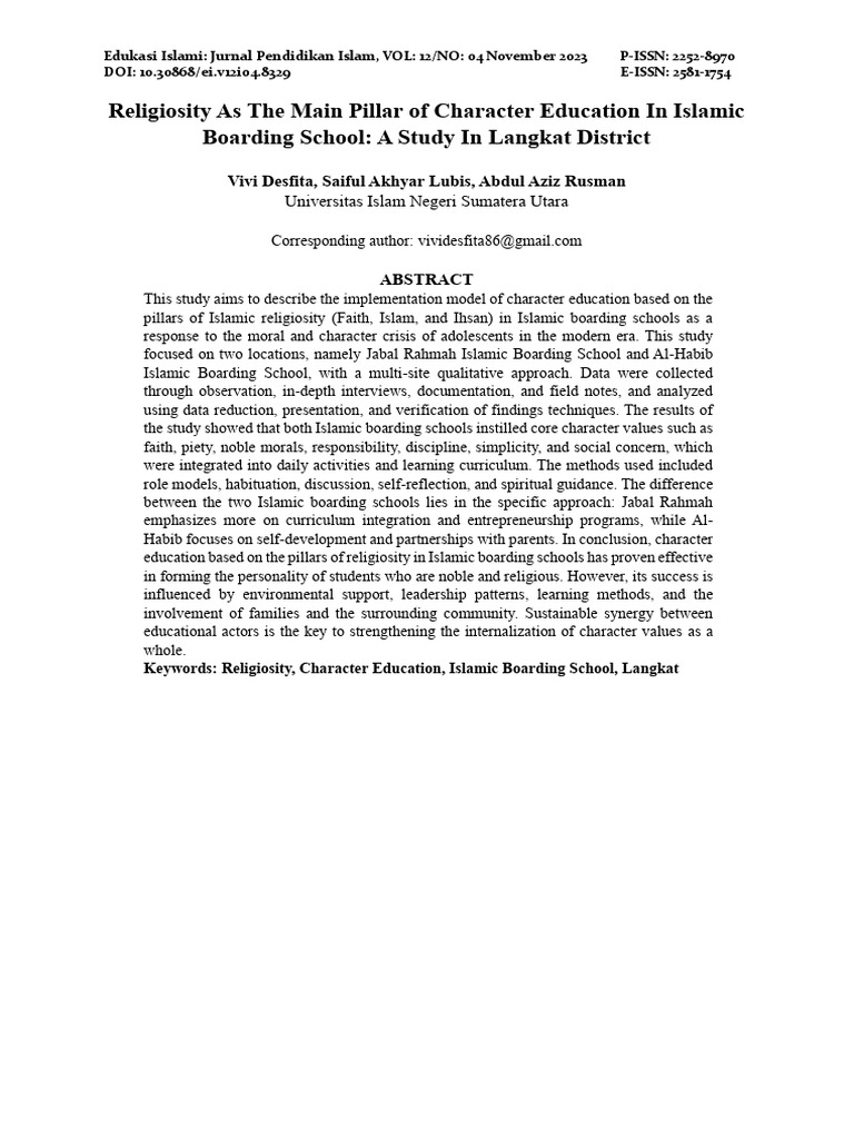 Religiosity in Islamic Character Education | PDF | Faith | Umar