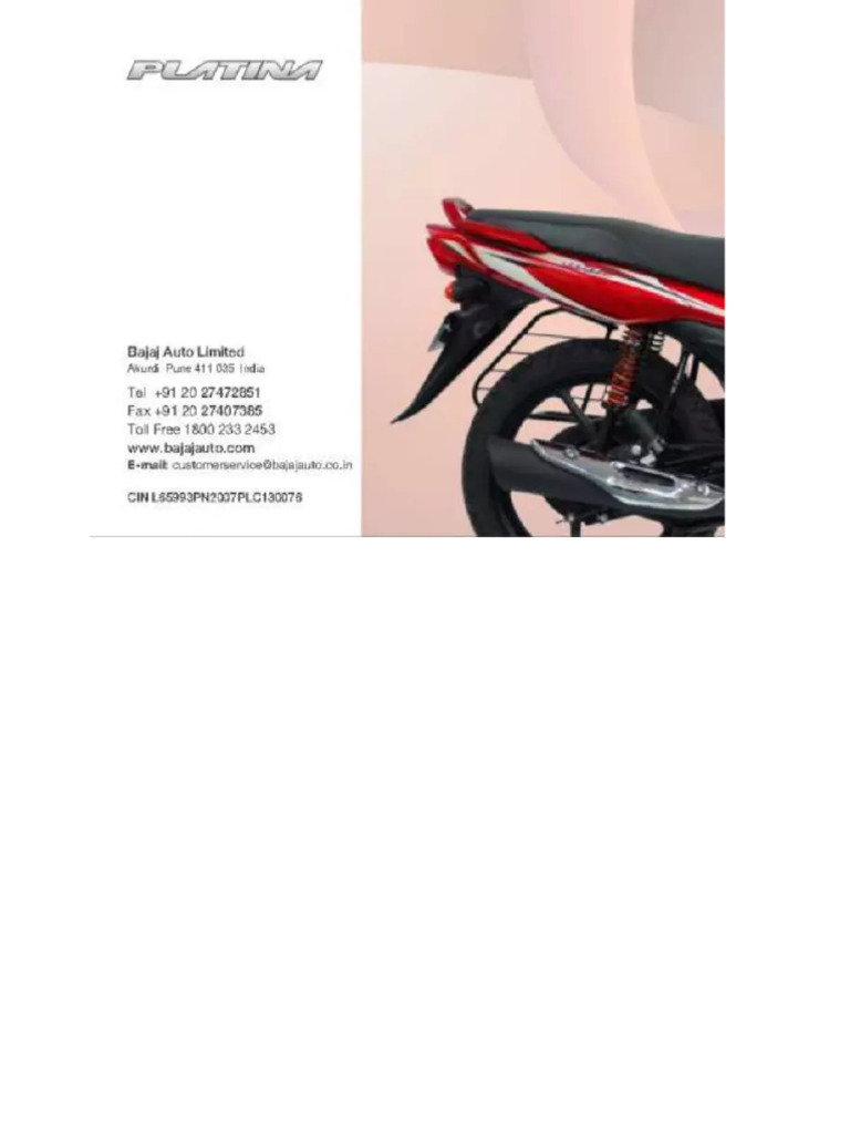 User Manual Bajaj Platina (2017) (English - 42 Pages) (1) | PDF