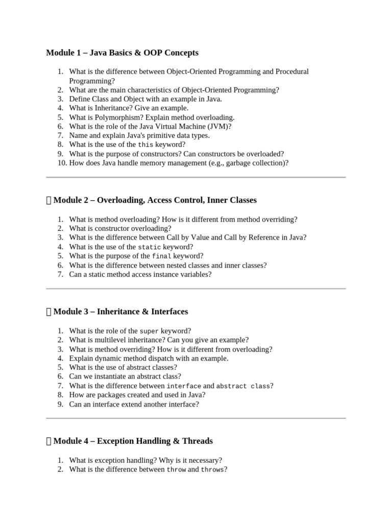 Java Viva Model Questions | PDF | Method (Computer Programming) | Class (Computer Programming)