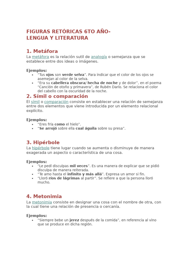 Figuras Retóricas en Lengua y Literatura | PDF | Metáfora | Alegoría