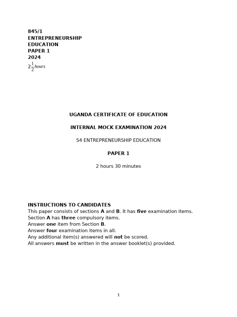 s4 Ent Internal Mock 2024 | PDF | Banks | Cheque