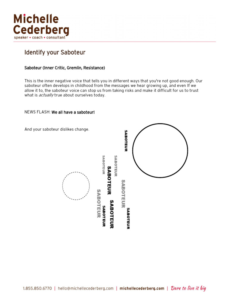 Identify Your Saboteur Michellecederberg.com | PDF | Human ...