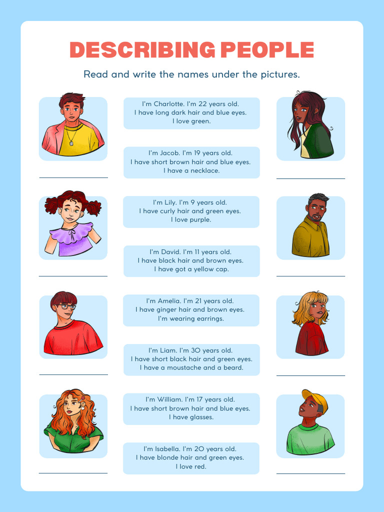 Describing People for Grade 3 | PDF