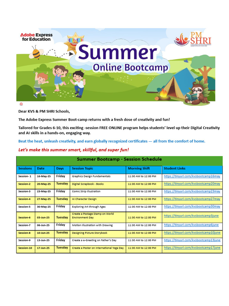 Joining LINKS - Summer Bootcamp (16 May To 17 June) | PDF