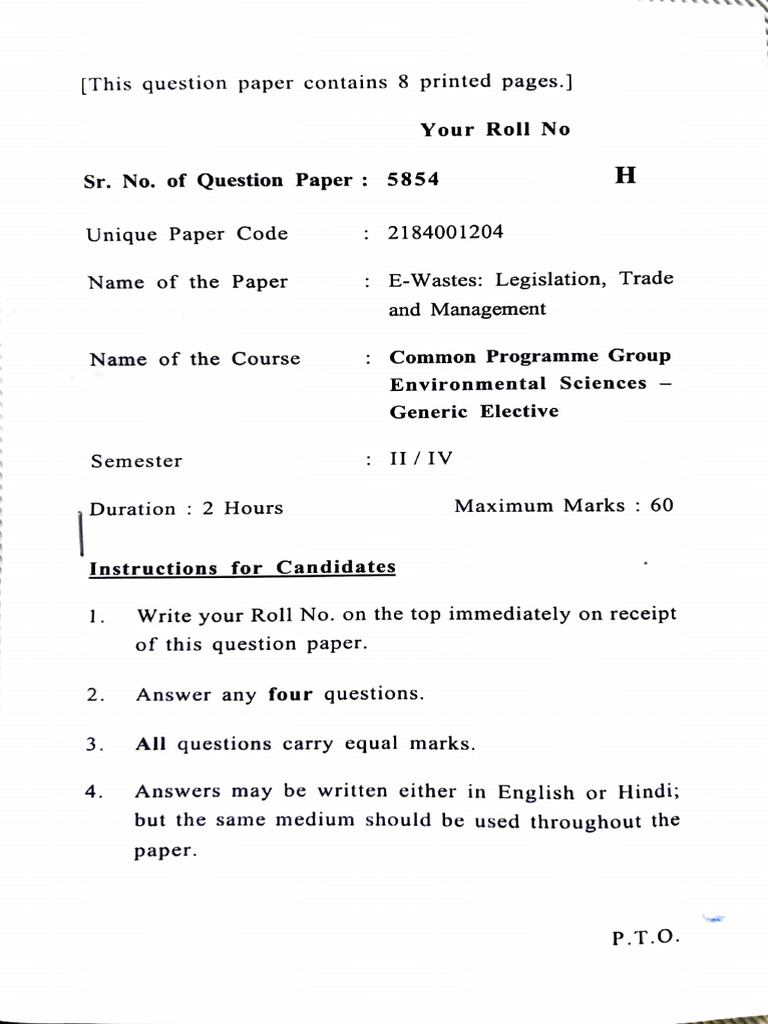 GE E-Waste Question Paper 21.05.2024 | PDF | Electronic Waste | Waste ...