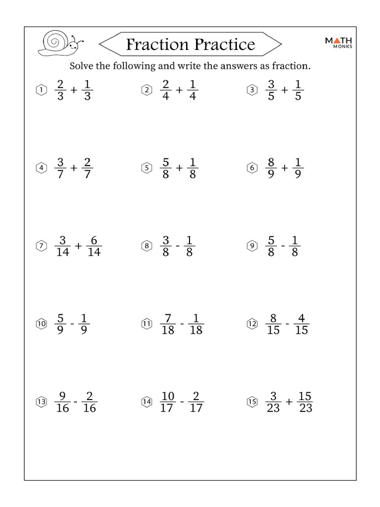 Fraction Practice Worksheets | PDF