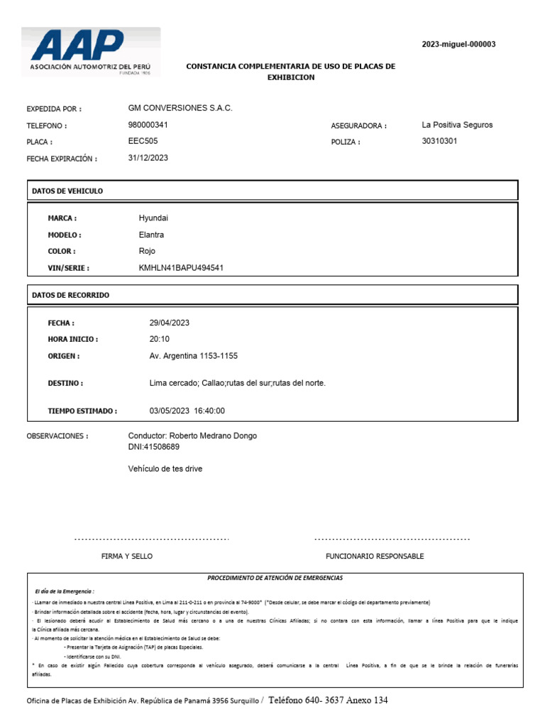 Reporte Constancia Complementaria | PDF