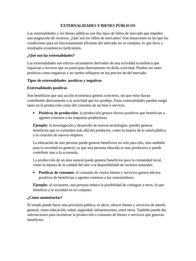 Externalidades y Bienes Públicos | PDF | Exterioridad | Bienes