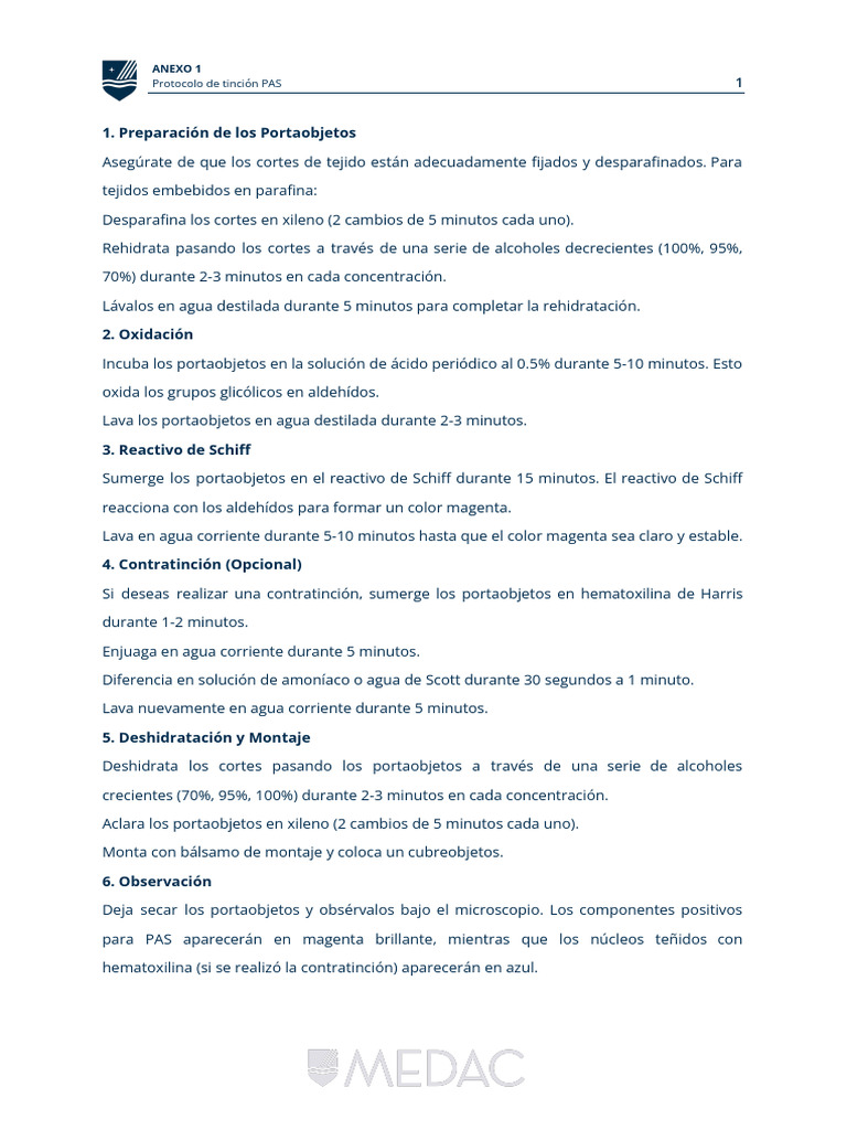 Protocolo Tinción PAS | PDF