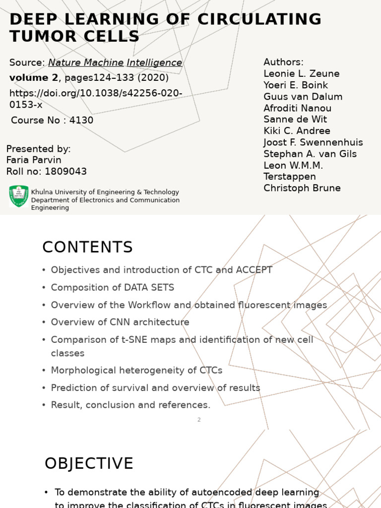 Deep Learning of Circulating Tumour Cells | PDF