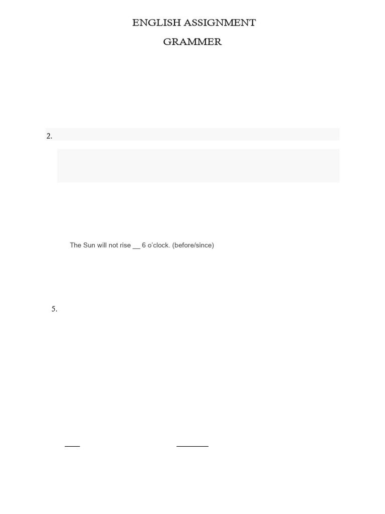 Class 6 English Assignment Gram. | PDF