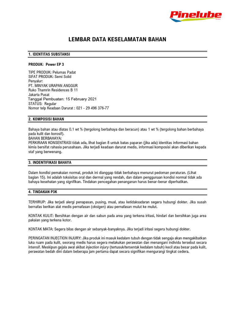 MSDS Power EP3 Edit | PDF