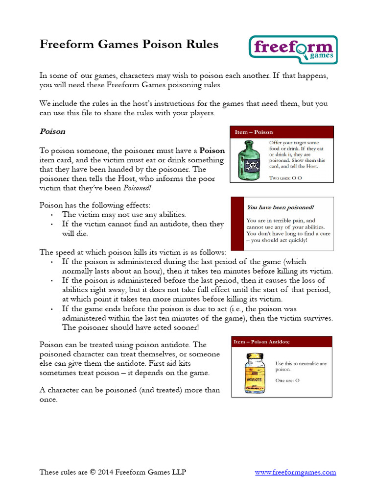 Freeform Games Poison | PDF