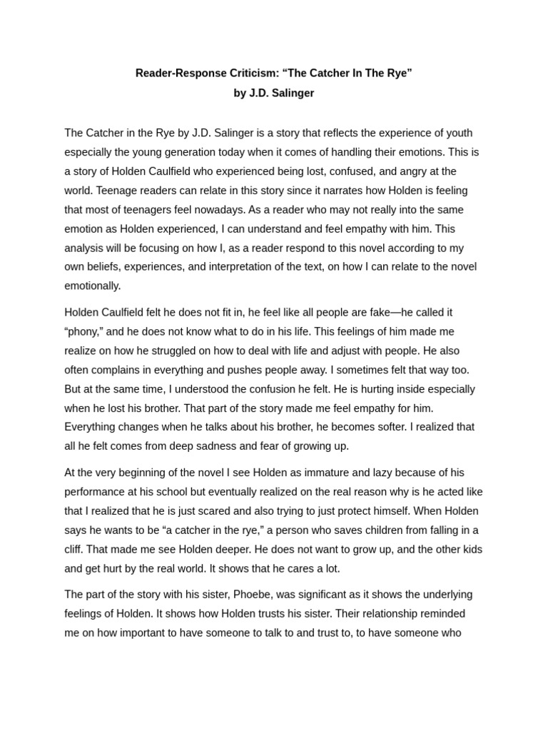 The Catcher in The Rye by J.D. Salinger | PDF