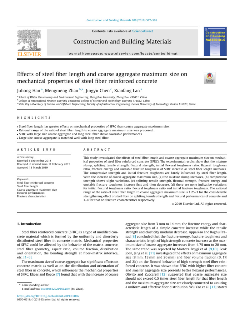 Effects of Steel Fiber Length and Coarse Aggregate Maximum Size On ...
