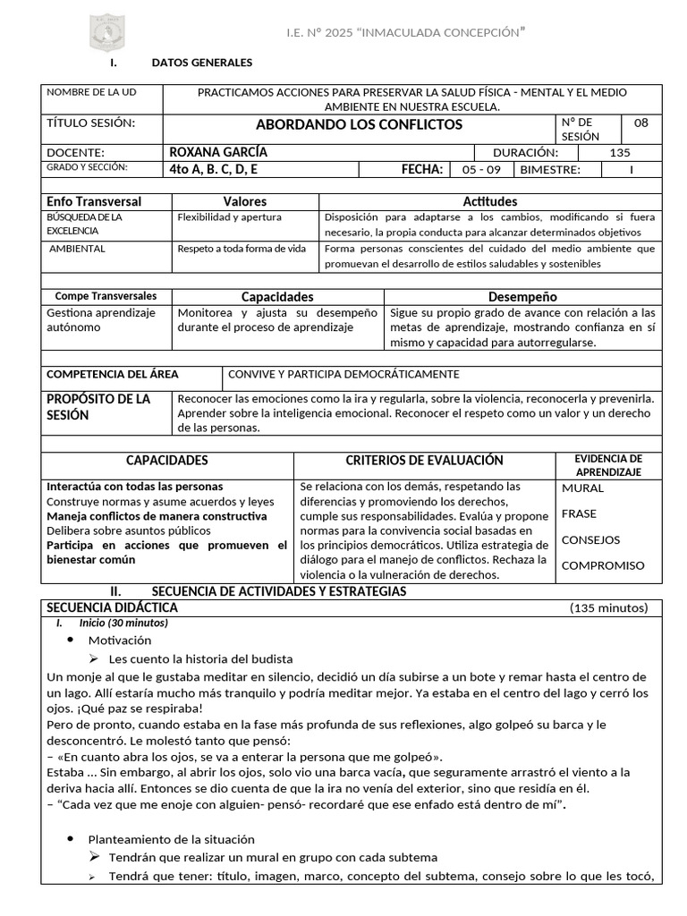 Gestión de Conflictos y Emociones en Clase | PDF | Aprendizaje | Las ...