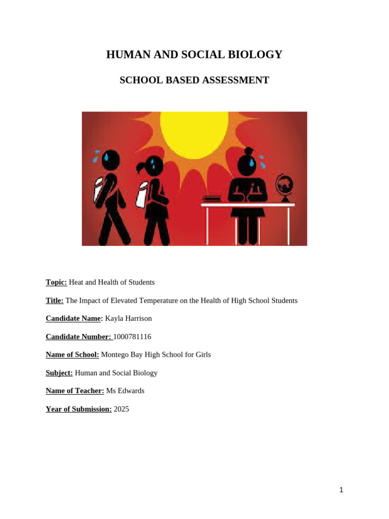 Human and Social Biology Sba | PDF | Stress (Biology) | Temperature