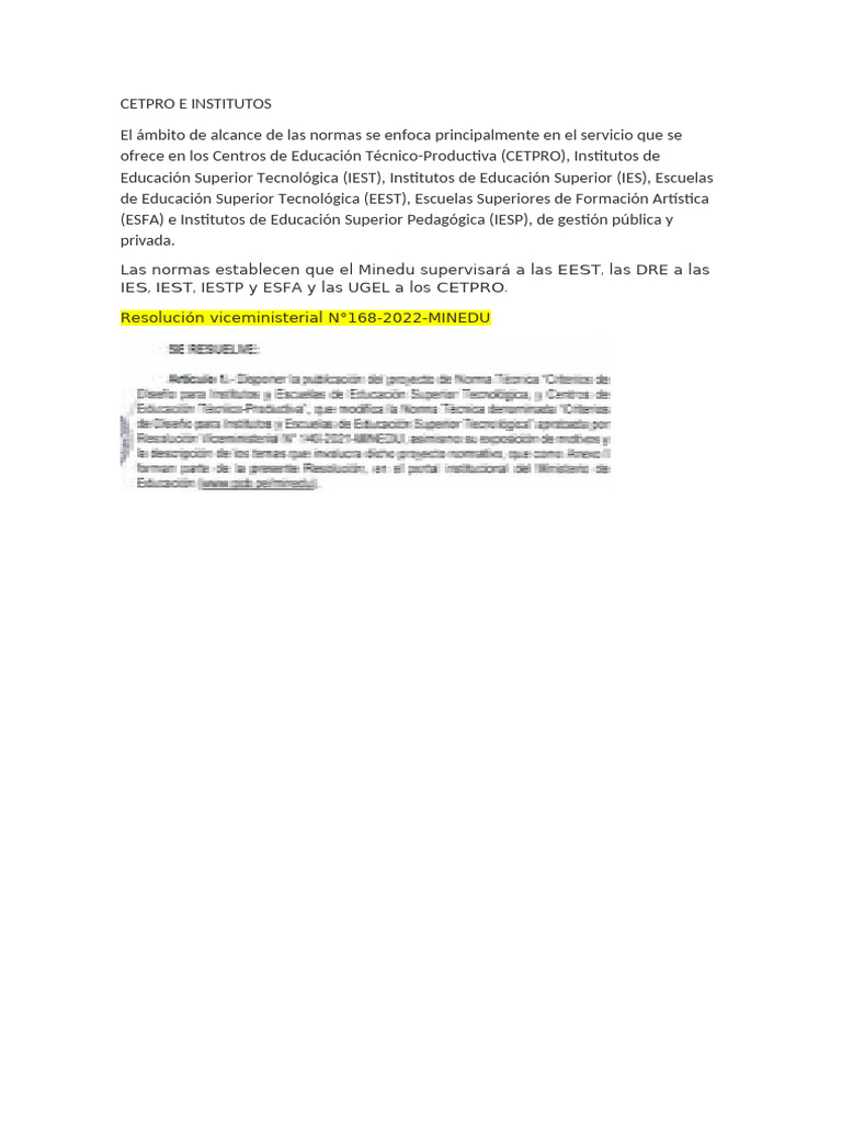 Cetpro e Institutos | PDF