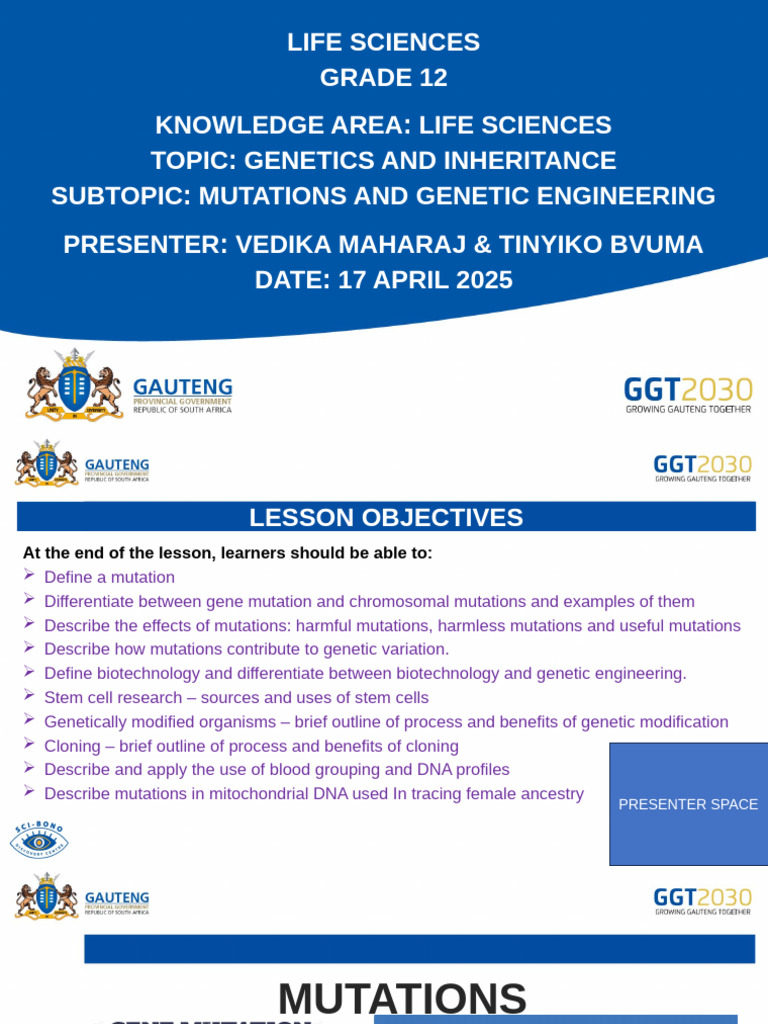 Mutations and Genetic Engineering 17 April 2025 EDIT | PDF | Genetic ...