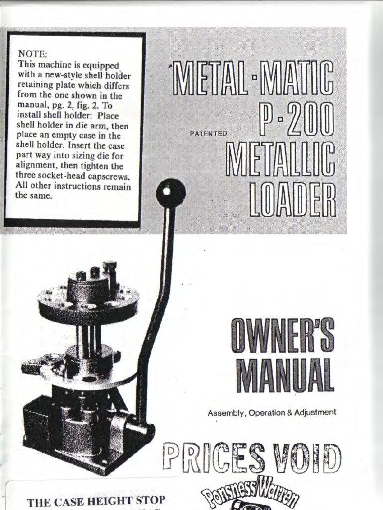 Metal Matic P 200 Manual | PDF | Cartridge (Firearms) | Firearms
