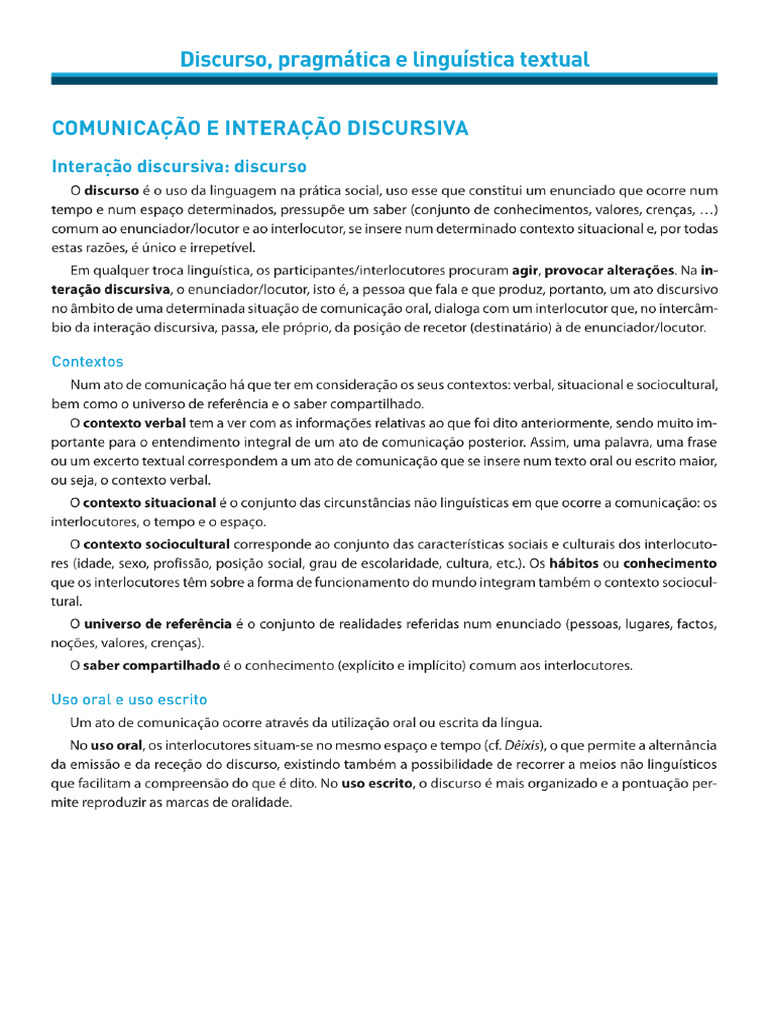 Discurso, Pragmática e Linguística Textual | PDF