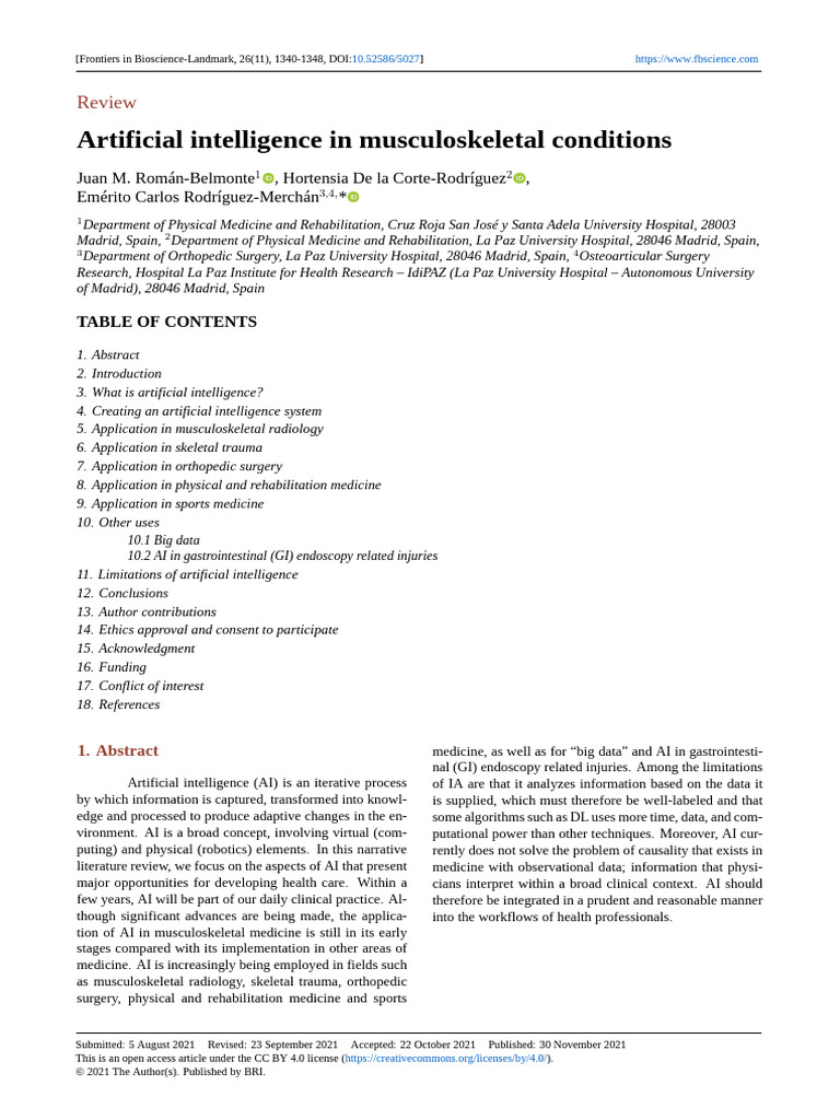 Artificial Intelligence in Musculoskeletal Conditions | PDF | Machine ...