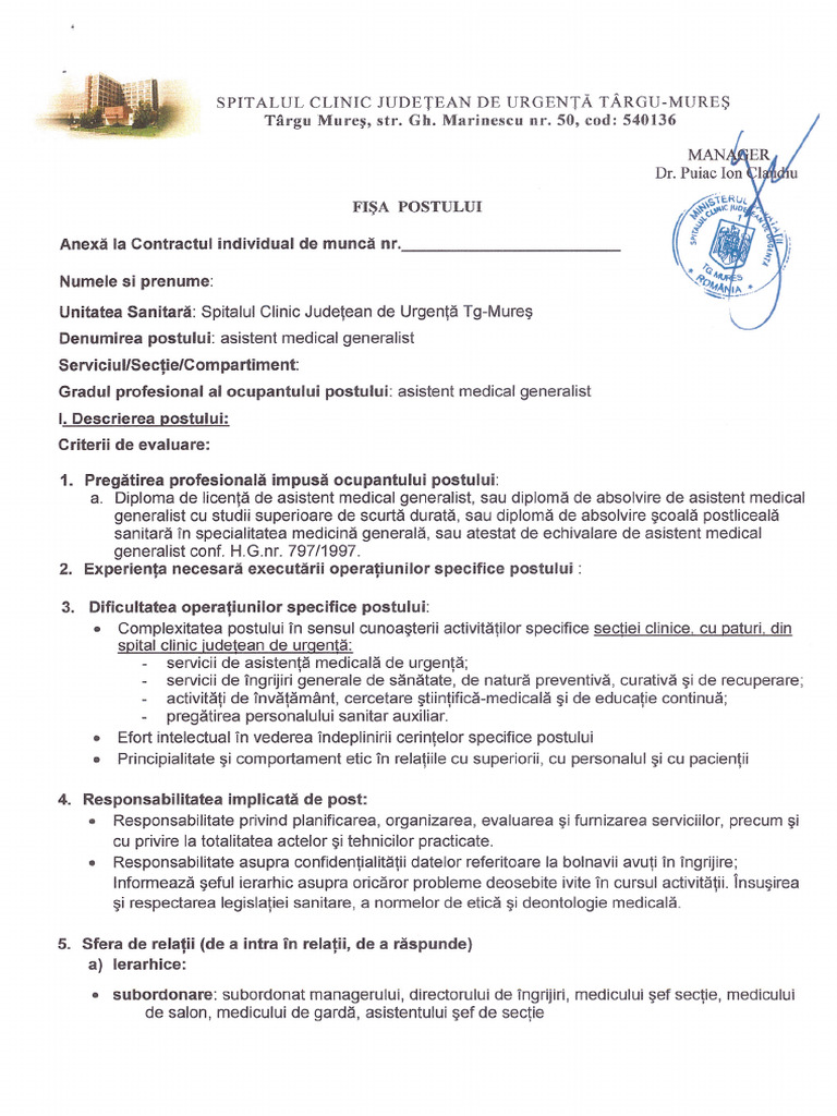 Fisa-post-asistent-medical | PDF