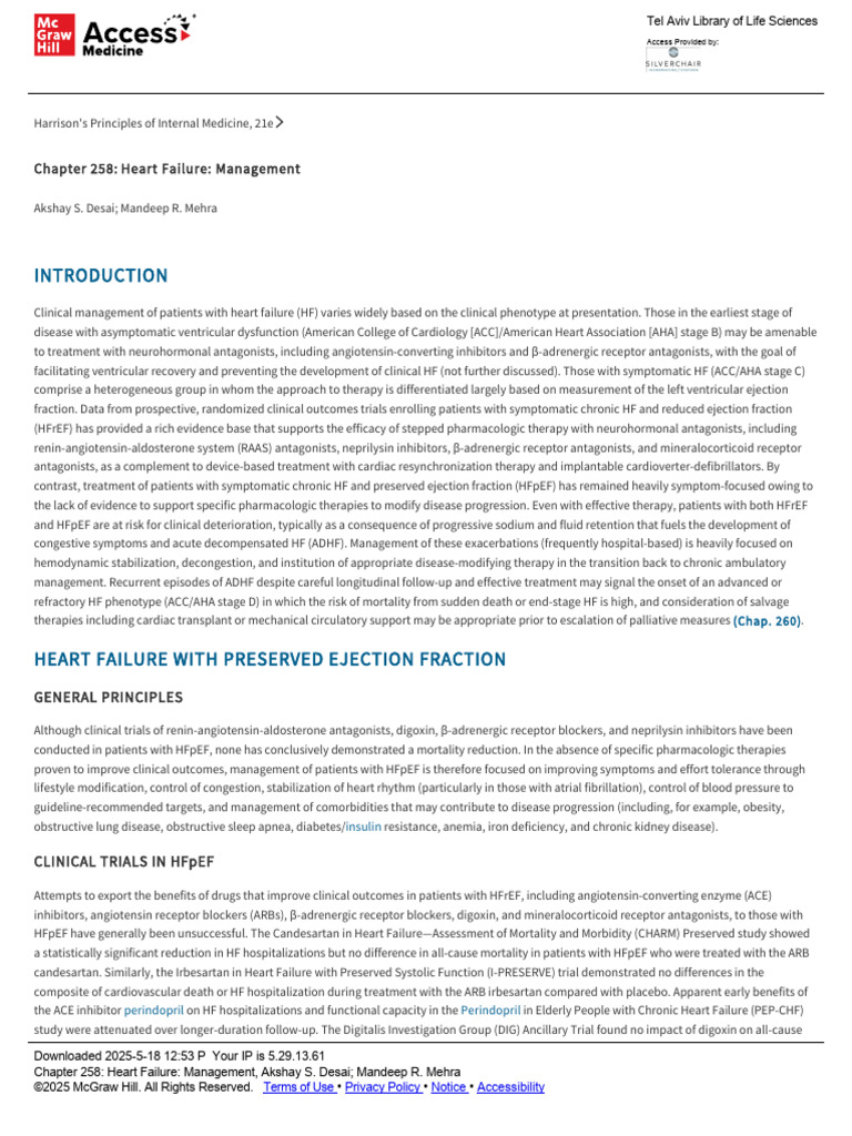 Chapter 258_ Heart Failure_ Management, Harrison 21 st edition | PDF ...