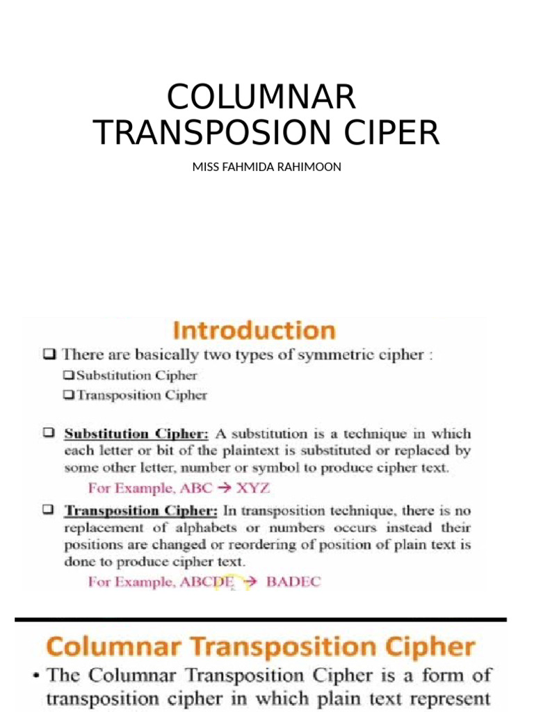Columnar Ciper | PDF