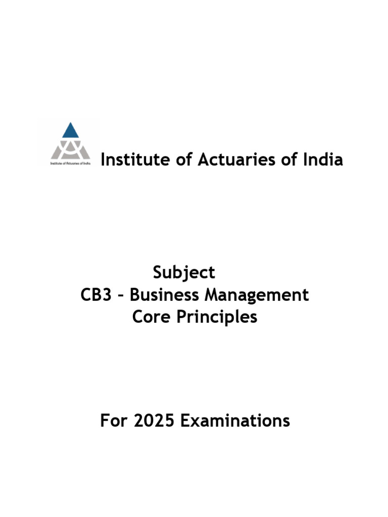 IAI CB3 Syllabus-2025 | PDF | Actuary | Knowledge