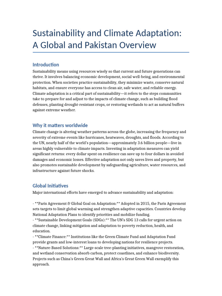 Sustainability and Adaptation Expanded | PDF | Climate Change ...