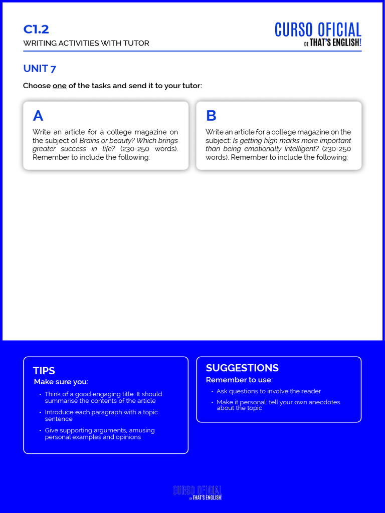 C12_WRITING TASK_U7 | PDF