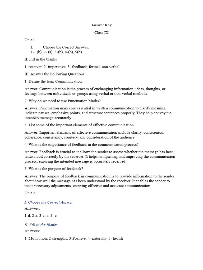 Class IX Communication and Self-Management Guide | PDF | Artificial ...
