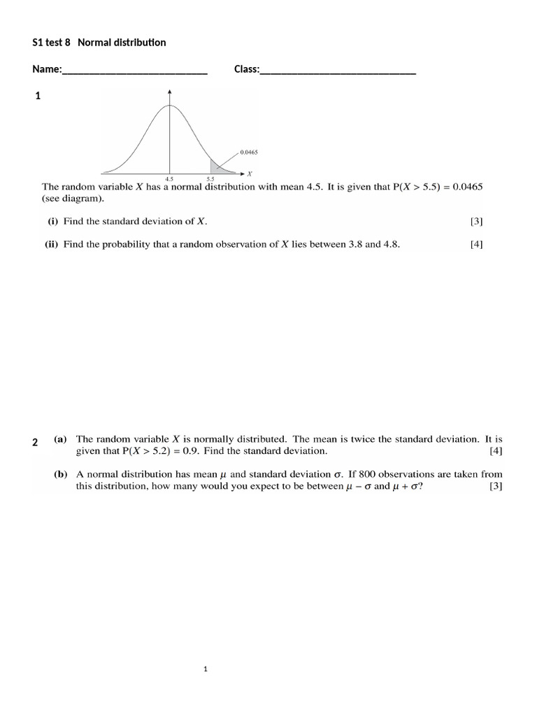 Normal Distribution Quiz | PDF