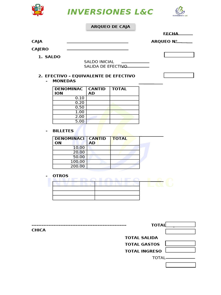 Arqueo de Caja | PDF