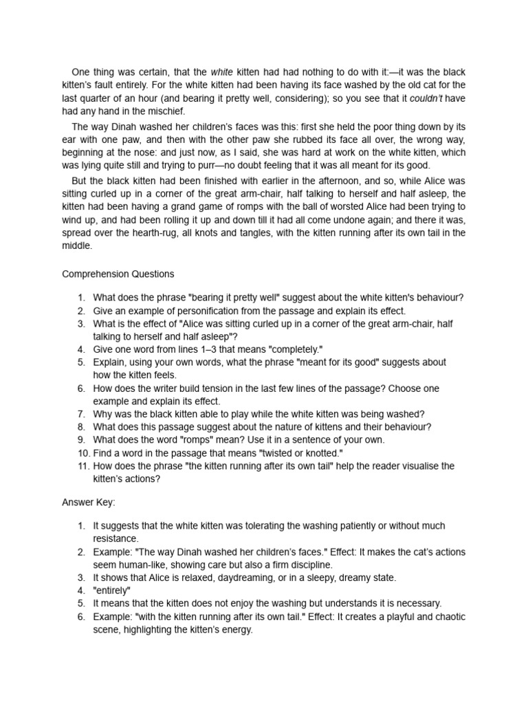 Grade 6 Comprehension Through The Looking-Glass | PDF