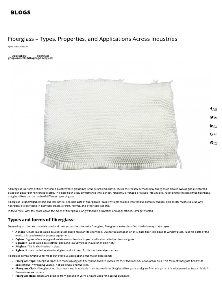 Fiberglass - Types, Properties, and Applications - Phelps Industrial ...