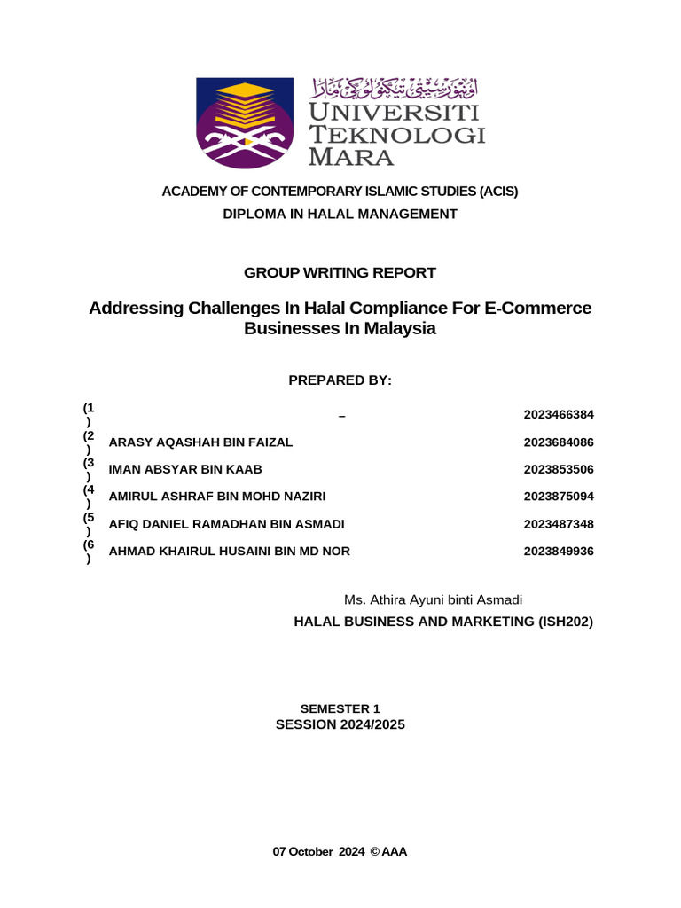 ISH202 - Group Report Template | PDF | E Commerce | Computer Security